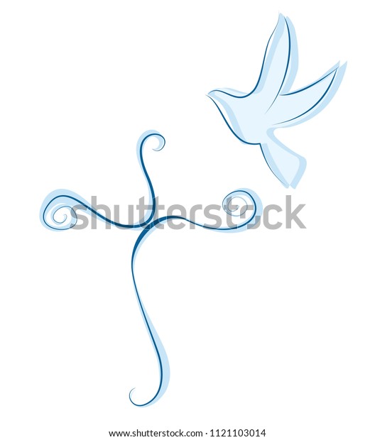 Dove Christian Cross Isolated Vector Illustration Stock Vector (Royalty ...