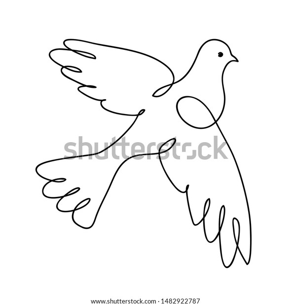 Dove Continuous Line Art Drawing Pigeon Stock Vector (Royalty Free ...