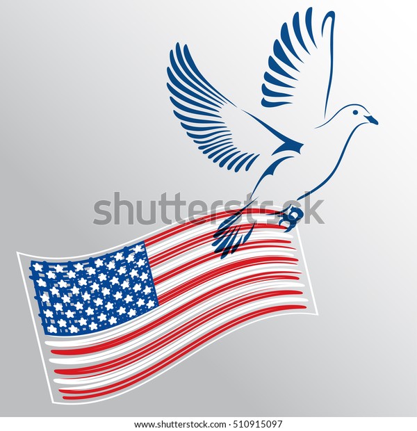 Dove Flying Flag Usa Dove Peace Stock Vector (Royalty Free) 510915097