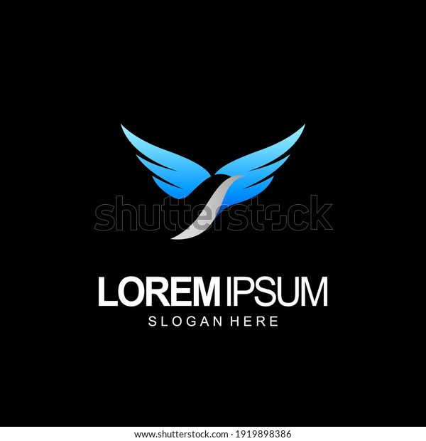 Dove Logo Template Flat Blue Color Stock Vector (Royalty Free ...