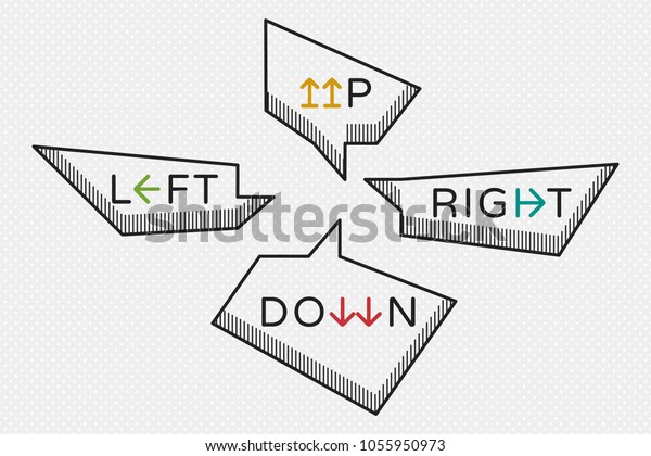 Down Left Right Logos Lettering Arrows Stock Vector (Royalty Free ...