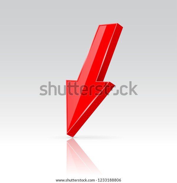 Down Red 3d Arrow Shiny Straight Stock Vector (Royalty Free) 1233188806