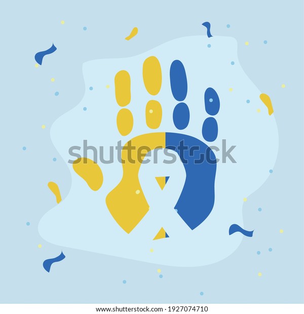 Down Syndrome Handprint On Blue Background Stock Vector (Royalty Free ...