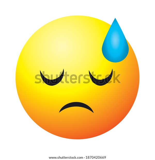 Downcast Emoji Face Sweat Drop Over Stock Vector (Royalty Free ...