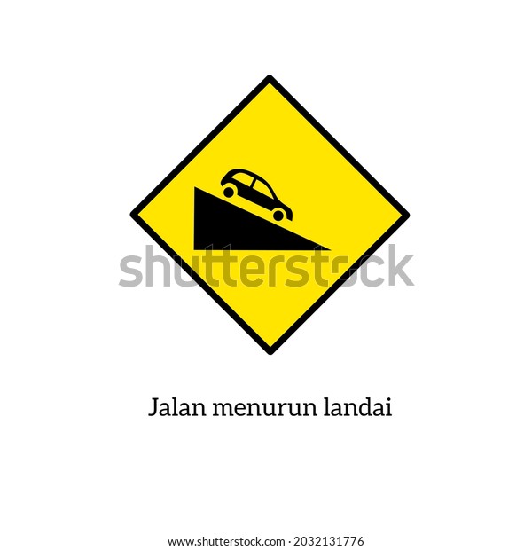 Downhill Road Traffic Sign Vector Symbol Stock Vector (Royalty Free ...