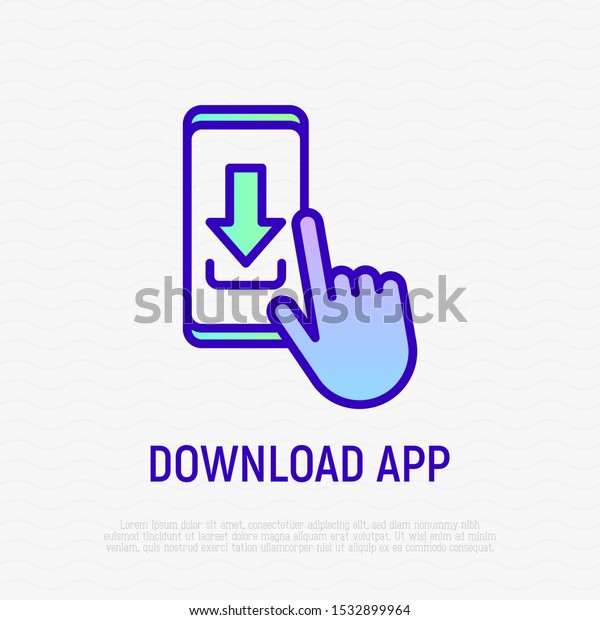 Download Mobile App Thin Line Icon Stock Vector (Royalty Free ...