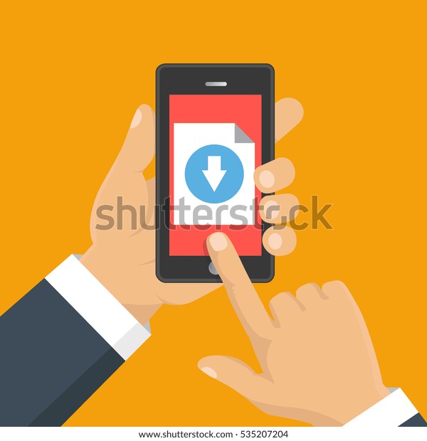 Downloading Document Infographics Flat Design File Stock Vector ...