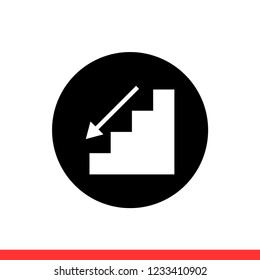 Downstairs Vector Icon Arrow Symbol Simple Stock Vector (Royalty Free ...