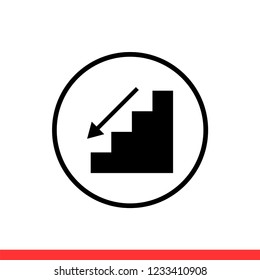 Downstairs Vector Icon Arrow Symbol Simple Stock Vector (Royalty Free ...