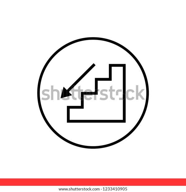 Downstairs Vector Icon Arrow Symbol Simple Stock Vector (Royalty Free ...