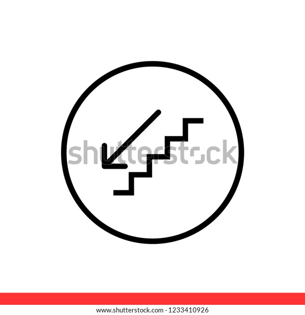 Downstairs Vector Icon Arrow Symbol Simple Stock Vector (Royalty Free ...