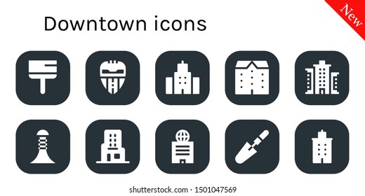 Downtown Icon Set 10 Filled Downtown Stock Vector (Royalty Free ...