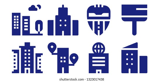 Downtown Icon Set 8 Filled Downtown Stock Vector (Royalty Free ...