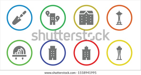 Downtown Icon Set 8 Filled Downtown Stock Vector (Royalty Free ...