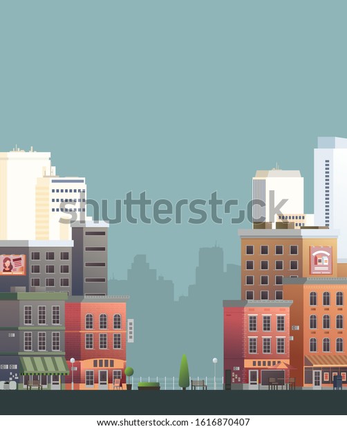 Downtown Vector Building Illustration Isolated On 库存矢量图（免版税）1616870407 ...
