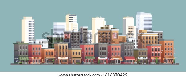 Downtown Vector Building Illustration Isolated On Stock Vector (Royalty ...