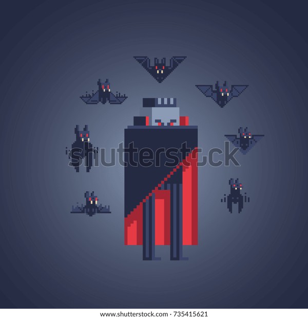 Dracula Bats Pixel Art Style Halloween Stock Vector (Royalty Free ...