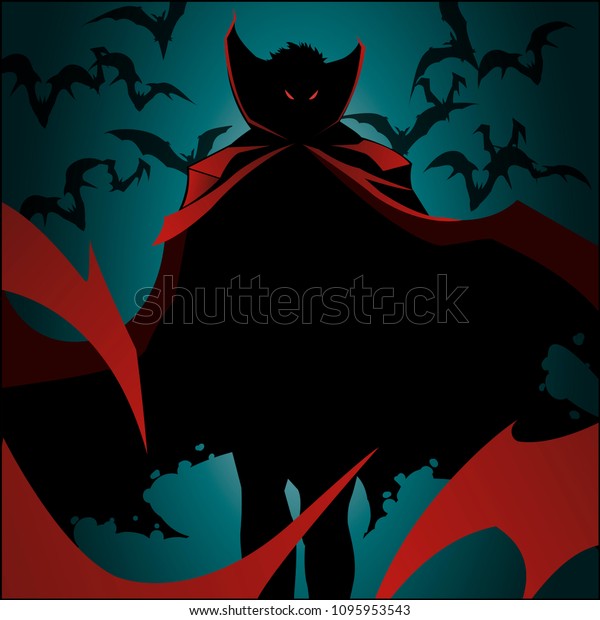 Dracula On Blue Background Vampire Red Stock Vector (Royalty Free ...