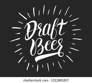 Draft Beer Handwritten Lettering Design Poster Stock Vector (Royalty ...