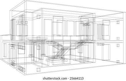 Draft View Building House One Family Stock Vector (Royalty Free ...