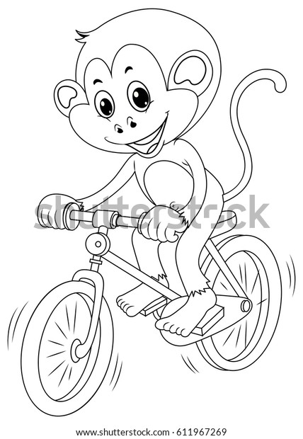 Drafting Animal Monkey Riding Bike Illustration Stock Vector (Royalty ...