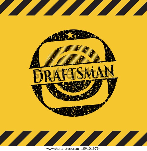 Draftsman Black Grunge Emblem Yellow Background Stock Vector (Royalty ...