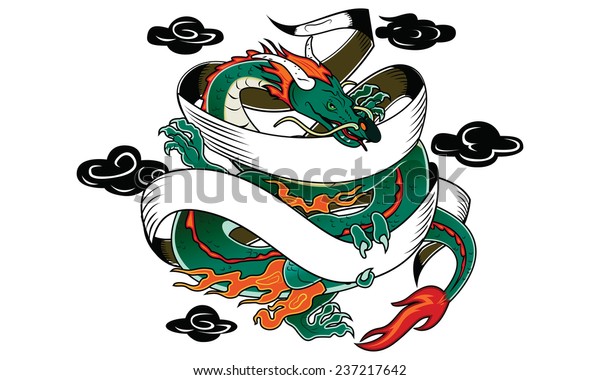 Dragon Banner Wrapped Around Surrounded By Stock Vector (Royalty Free ...
