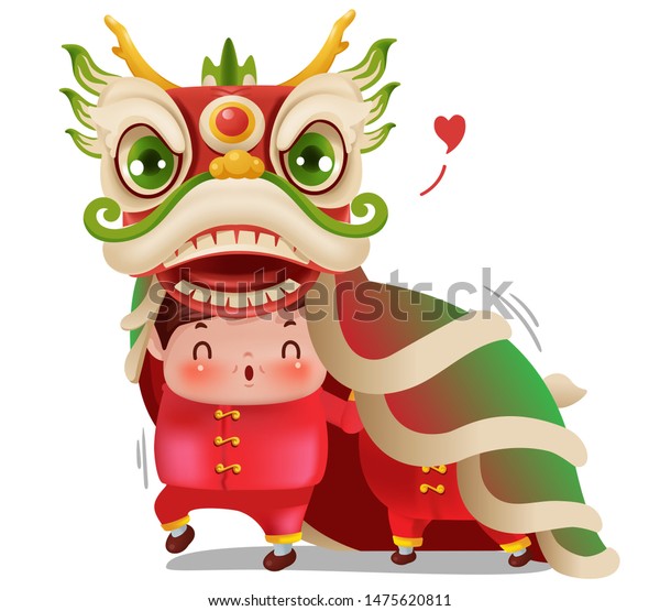 Dragon Dance Chinese New Year Boy Stock Vector (Royalty Free ...