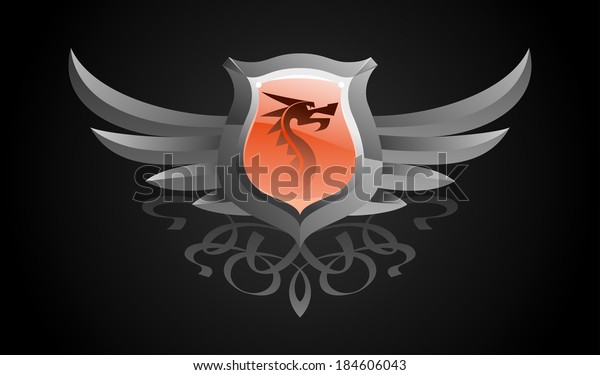 Dragon Emblem Head Dragon On Winged Stock Vector (Royalty Free ...