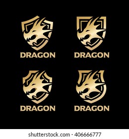 Dragon Head 4 Types Shield Logo Stock Vector (Royalty Free) 406666777 ...
