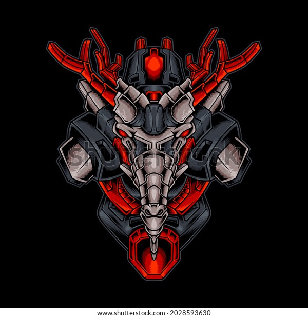 Dragon Head Mecha Drawing Art Stock Vector (Royalty Free) 2028593630 ...