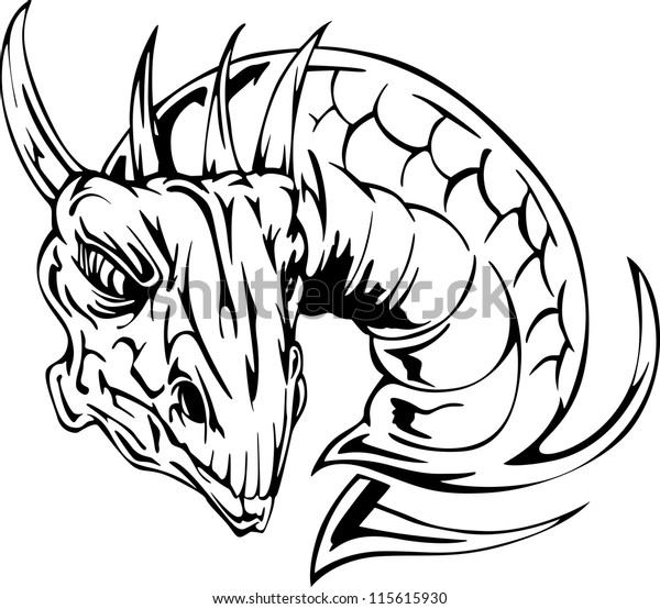 Dragon Head Tattoo Back White Vector Stock Vector (Royalty Free ...