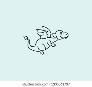 Dragon Icon Line Isolated On Clean Stock Vector (Royalty Free ...