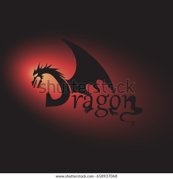 Dragon from letters. Emblem. Word with a dragon. Stylized inscription ...