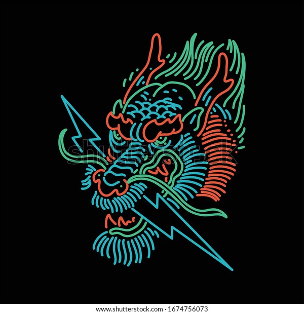Dragon Line Art Vector Design Stock Vector (Royalty Free) 1674756073 ...