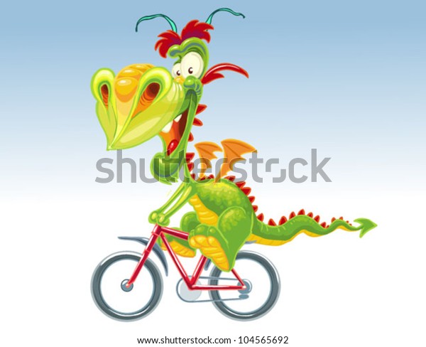 Dragon On Bicycle Stock Vector (Royalty Free) 104565692