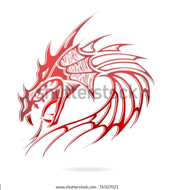 Dragon Sign Red Color Stock Vector (Royalty Free) 76507021
