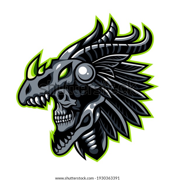 Dragon Skull Logo On White Background Stock Vector (Royalty Free ...