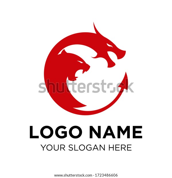 Dragon Tiger Cyrcle Vector Logo Template: เวกเตอร์สต็อก (ปลอดค่า ...
