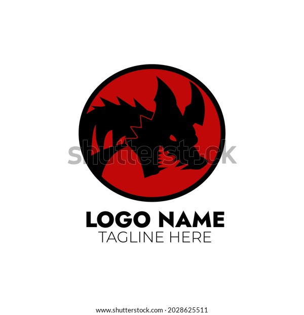 Dragon Wyvern Logo Black Red Color Stock Vector (Royalty Free ...