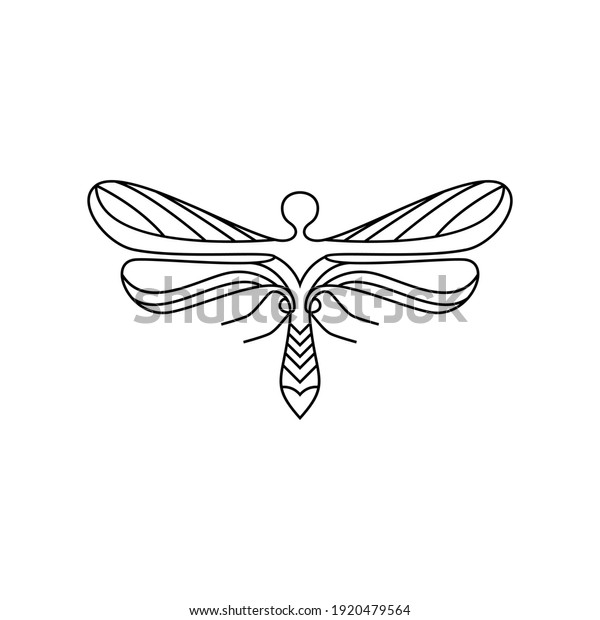 Dragonfly Line Art Style Design Vector Stock Vector (Royalty Free ...