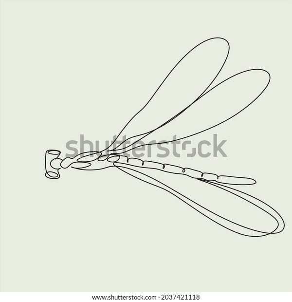 Dragonfly One Line Art Insect Minimal Stock Vector (Royalty Free ...
