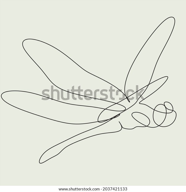 Dragonfly One Line Art Insect Minimal Stock Vector (Royalty Free ...
