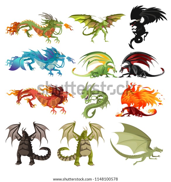 Dragons Characters Collection Stock Vector (Royalty Free) 1148100578 ...