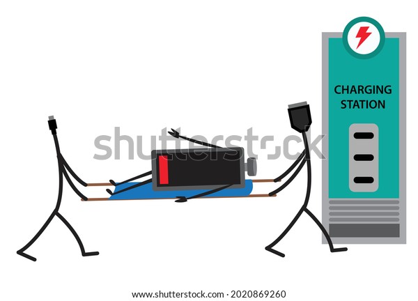 Drained Battery Icon Carried Stretcher Be Stock Vector (Royalty Free ...