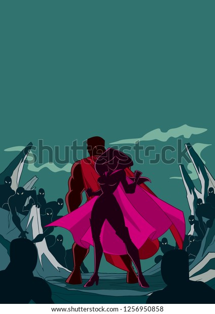 Dramatic Fictional Scene Superheroine Her Brave Stock Vector (Royalty ...