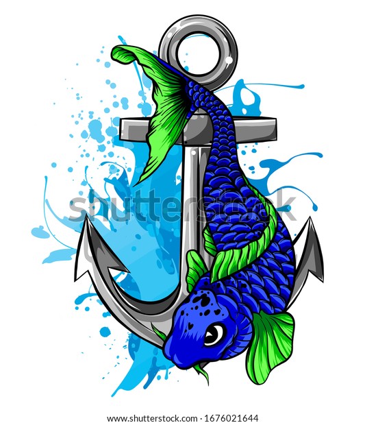 Draw Anchor Fish Vector Illustarion Stock Vector (Royalty Free ...