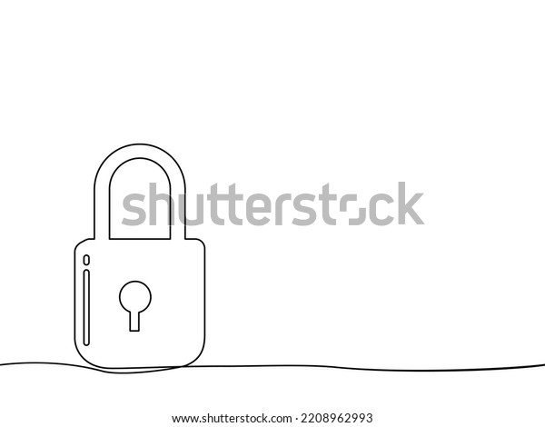 Vektor Stok Draw Continuous Line Locked Padlock Padlock (Tanpa Royalti ...