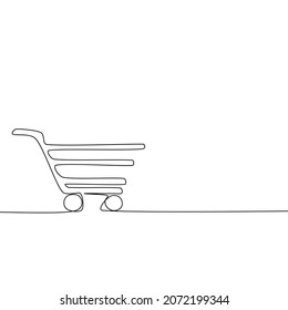Draw Continuous Line Shopping Cart Online Stock Vector (Royalty Free ...