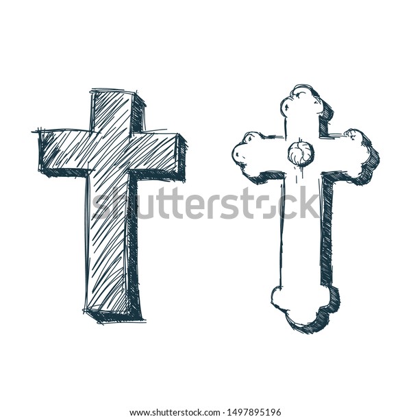 Draw the cross symbol is a cartoon and then create a vector.